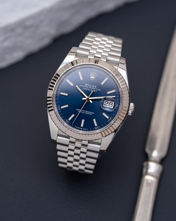 Rolex Datejust Silver Blue Dial Metal Watch – wristspot.in